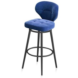 Generic Moderner Drehbarer Barhocker Aus Samt, Bequemer K&uuml;cheninsel-Sitz mit Metallgestell, Blauer 65 cm Tresenstuhl f&uuml;r Zuhause, Kneipe Oder Restaurant