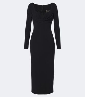 Elie Saab Robe midi en cady &agrave; dentelle