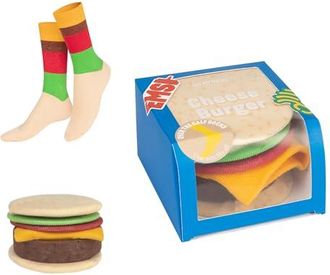 Eat My Socks Chaussettes originales et amusantes - Design Cheesburger - Chaussettes hautes - Confort et durabilit&eacute; - Id&eacute;al pour les hommes et les femmes - Tailles 