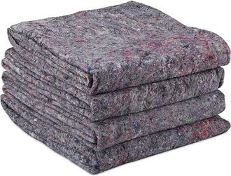 Relaxdays Umzugsdecken im 4er Set, Vlies M&ouml;beldecken, Packdecken Umzug, 150x200 cm, Transportdecken, Schutzdecken, grau