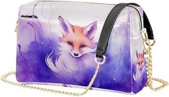 Mnsruu Sacs à bandoulière pour femme, sac à main en cuir avec renard mystérieux violet