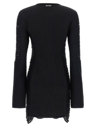 The Attico Fringed Knit Dress - Black