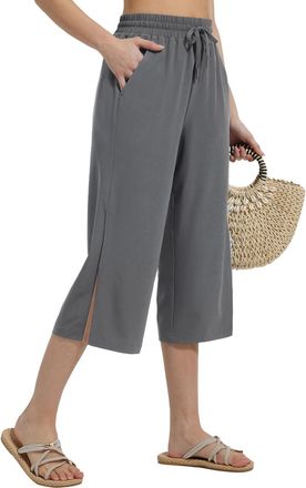 Baleaf Damen Schwimmen Capri Wide Leg Hohe Taille Lange Strandhose Grau XXL