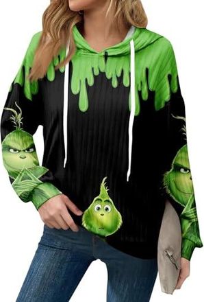 Generic Le Grinch Sweat A Capuche Femme Pyjama Deguisement De Pilou Plaid The 2025 Hiver Christmas Adulte Vetement Sweatshirts Vêtements Polaire Moche Pull Ch