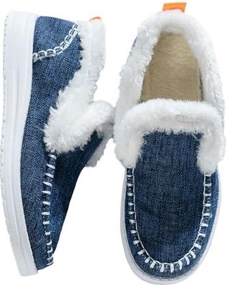 Generic Chaussures dhiver pour femme doubl&eacute;es de fourrure - Bottes mi-mollet plates en daim - Chaudes et pelucheuses - Confortables - Antid&eacute;rapantes - D&eacute;contr