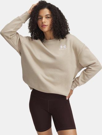 Under Armour Rival Fleece Oversize-Oberteil mit Rundhalsausschnitt für Damen City Khaki Light Heather / Weiß XL