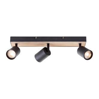 Brilliant Deckenstrahler Jello Wood Spotbalken schwenkbar, 15x42x8 cm, GU10, 345lm, 3000 3-flammig - Schwenkbare Deckenleuchte mit FSC-zertifiziertem Holz, schw