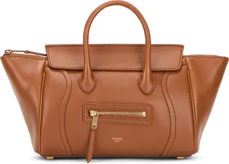 Celine Womens Luggage Handbag Leather Camel Lambskin Handbags Hand Bags