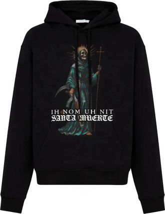 Ih Nom Uh Nit IH NOM UH Nit, Homme, Sweatshirts et sweats &agrave; capuche, Noir, Taille: M Santa Muerte Print Sweat &agrave; capuche