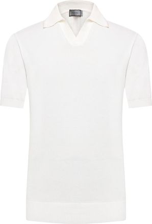 Canali Poloshirt aus hochwertiger Baumwolle mit V-Ausschnitt in