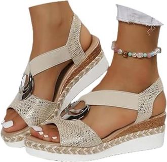 Generic Sandales avec soutien de la vo&ucirc;te plantaire pour femme, sandales orthop&eacute;diques confortables &agrave; plateforme compens&eacute;e, chaussures d&eacute;t&eacute; &agrave; bout ouvert et s