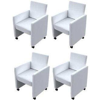 vidaXL Vidaxl - Chaises &agrave; manger lot de 4 blanc similicuir