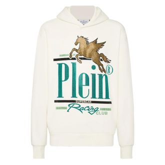 Philipp Plein Homme, Sweatshirts et sweats &agrave; capuche, Beige, Taille: 2XL Sweat &agrave; capuche SweaT-shirt LS Racing Club