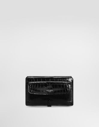 Dolce & Gabbana Crossbody-minitasche Aus Alligatorleder - Mann Schultertasche Schwarz Onesize