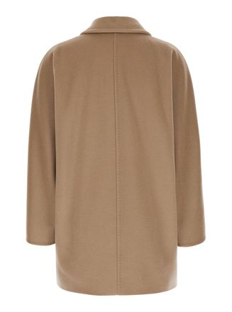 Max Mara Womens Coat Rebus Double-Breasted Beige Wool