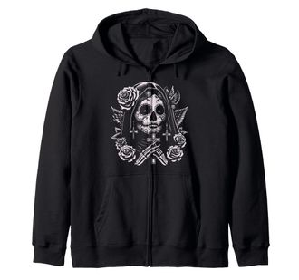 Lucky Brand Totenkopf Santa Muerte Sensenmann Kapuzenjacke