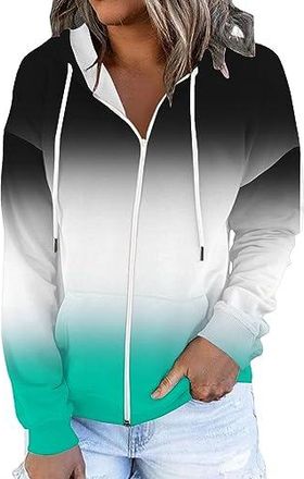 Generic Sweat &agrave; capuche pour femme - Bouton - Couleur imprim&eacute;e - Mode - T-shirt &agrave; manches longues - D&eacute;contract&eacute; - Avec poche - Loisirs - Sport - Manches longu