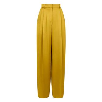 Nina Ricci Femme, Pantalons, Jaune, Taille: 38 FR Pantalon Large en Cr&ecirc;pe Satin&eacute;