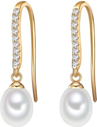 Valero Pearls Ohrringe - Sterling Silber Perlen-Ohrh&auml;nger Zirkonia S&uuml;&szlig;wasse - Gr. unisize - in Gold - f&uuml;r Damen