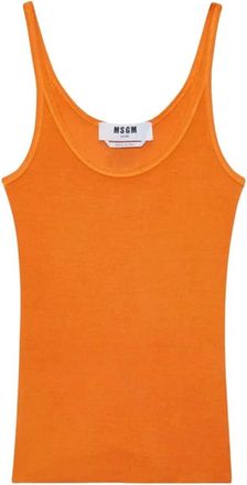 Msgm Msgm, Femme, Tops, Orange, Taille: 38 FR Ribbed Tank Top