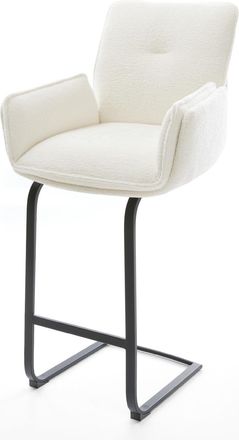 DELIFE Barstuhl Nela-Flex Boucl&eacute; Soft Beige Freischwinger Flach Metall Schwarz, Barst&uuml;hle