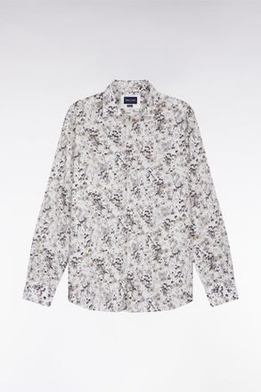 Eden Park Chemise &Agrave; Imprim&eacute; Floral En Coton Marron Coupe Droite