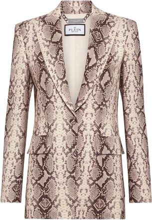 Philipp Plein Femme, Vestes, Beige, Taille: 38 FR Blazer en satin imprim&eacute; Python