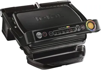 T-fal GC7128 OptiGrill+ Schwarz &eacute;lectrique, table Grill &agrave; contact fonction grill, rev&ecirc;tement anti-adh&eacute;sif, voyant lumineux noir Q512713