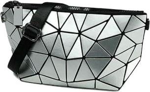 Generic NYSBH Sac &agrave; bandouli&egrave;re pour femme avec cha&icirc;ne et motif g&eacute;om&eacute;trique lumineux, argent&eacute;