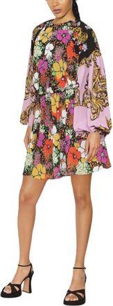 Versace Jeans Couture Femme, Robes, Multicolore, Taille: 36 FR Robe Trap&egrave;ze &agrave; Panneaux Imprim&eacute; Floral
