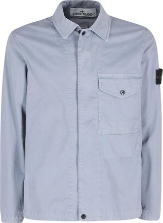 Stone Island Homme, Chemises, Bleu, Taille: XL Chemise &agrave; &Eacute;cusson Logo