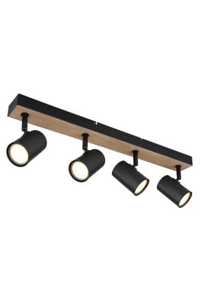 Novel Strahler, Schwarz, Holz, Metall, Eiche, Uni,Uni, 6x13.5x55.5 cm, drehbar, Lampen & Leuchten, Innenbeleuchtung, Spots & Strahler, Deckenspots