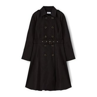 Motivi Femme, Manteaux, Noir, Taille: 42 FR Trench-coat en drill de coton m&eacute;lang&eacute; avec double ceinture