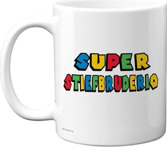 Stuff4 Super Stiefbruderio Tasse Stiefbruder Geschenk - Lustige Geburtstagsgeschenke für Stiefbruder, Weihnachten Geschenkidee - 11oz Kaffeetasse Keramik, Sp