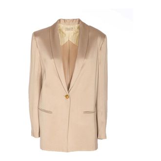 Alysi Femme, Vestes, Beige, Taille: 38 FR Blazer Scivolato Liquid Satin