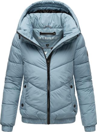 Marikoo Damen Winterjacke (XS-XXL) - Abnehmbare Kapuze, hoher Kragen, 4 Taschen, leichte Steppjacke, Warme Jacke Frauen - N002 (XXL, P-Blue)
