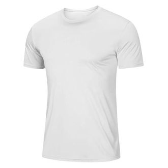 Generic Chemise &agrave; manches courtes extensible et l&eacute;g&egrave;re pour homme - Uni - Classique - Respirant - Col rond - Pour l&eacute;t&eacute;, la plage, la gym et lext&eacute;rieur, Blanc 