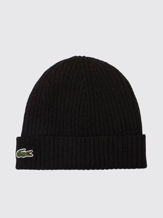 Lacoste Bonnet beanie en pure laine c&ocirc;tel&eacute;e avec revers et logo brod&eacute;