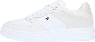 Tommy Hilfiger Damen Th Sporty Cupsole Tumbled Ltr Fw0Fw09024 Low Top, White (White/Light Grey), 38 EU