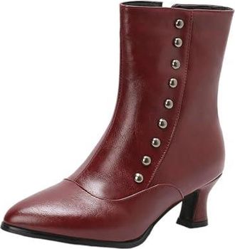 Generic Bottines dhiver chaudes doubl&eacute;es en polaire pour femme - Couleur unie - Bout pointu - Fermeture &eacute;clair lat&eacute;rale - &Eacute;l&eacute;gantes bottes thermiques pour cha