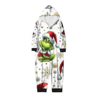 Generic Le Grinch Pyjama Noel Famille De Grinch Femme Enfant Chaud Et Doux Ensemble Bebe Ensembles Assorti Adulte Vetement Noël Deguisement Hiver Coton Pull C