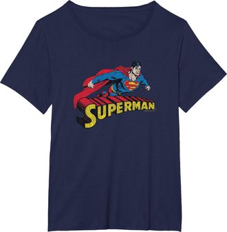 DC Comics Superman Flying T-Shirt, Unisex Erwachsene und Kinder, Blau, S, Halbarm, Klassische Passform