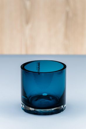 Sompex SPARK Dekoglas Glas Dunkel Blau Teelichthalter Kerzenhalter Kerzenleuchter Rund Teelichtglas / Blumenglas