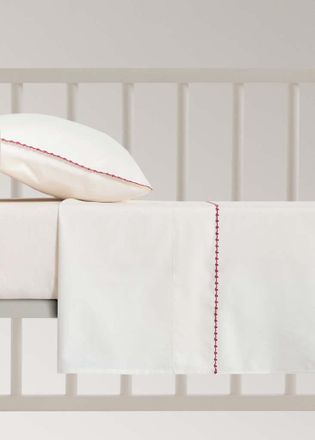Mango Drap plat berceau percale de coton contrast&eacute; ivoire - Home - 100x150cm - MANGO HOME