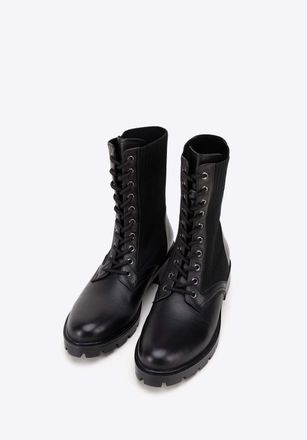 Wittchen Damen-Lederstiefel mit elastischem Schaft, Schwarz, Naturleder