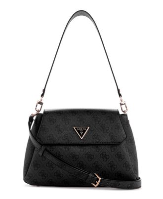 Guess Sora Girlfriend Flap Shoulder Bag Coal Logo