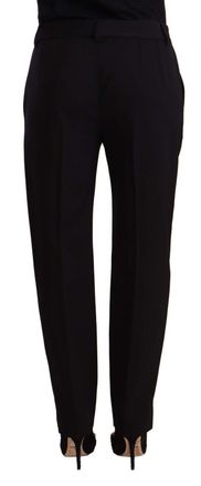 Dolce & Gabbana Womens Black Mid Waist Skinny Trouser Wool Pants Virgin Spandex