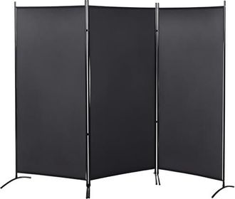 HOMCOM Paravent 3 Panneaux dim. 2,53L x 0,5l x 1,82H m Store latéral Brise-Vue paravent sur Pied séparateur métal Polyester Haute densité Gris foncé