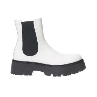 Alexander McQueen Bicolor Chelsea Stiefel geb&uuml;rstetes Leder - - Shoes - Damen - Wei&szlig; - 36 1/2 EU