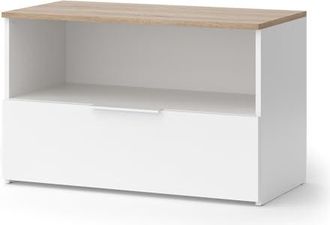 Vicco Commode Wido, Blanc/Sonoma, 80x50cm avec 1 Compartiment ferm&eacute;